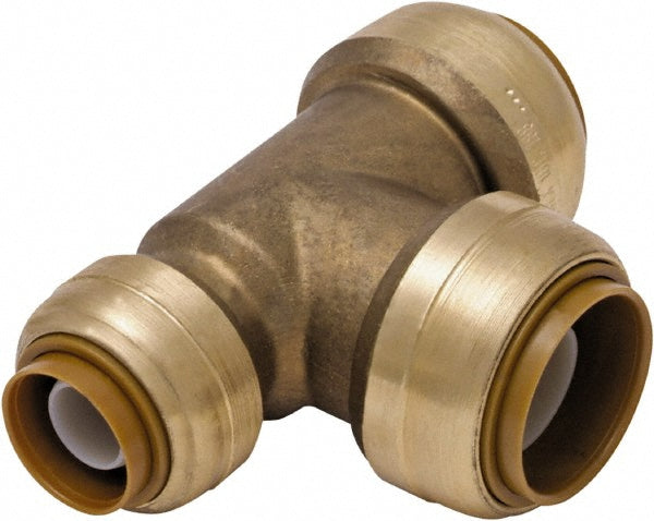 Brass Pipe Reducer: 3/4 x 1/2 x 3/4" Fitting, Push-to-Connect x Push-t ...