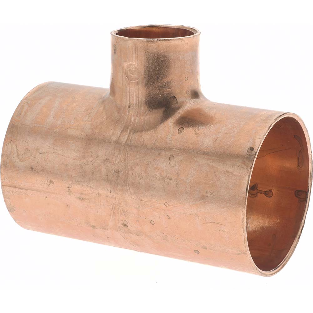 Wrot Copper Pipe Tee: 2" x 2" x 1" Fitting, C x C x C, Solder Joint ...