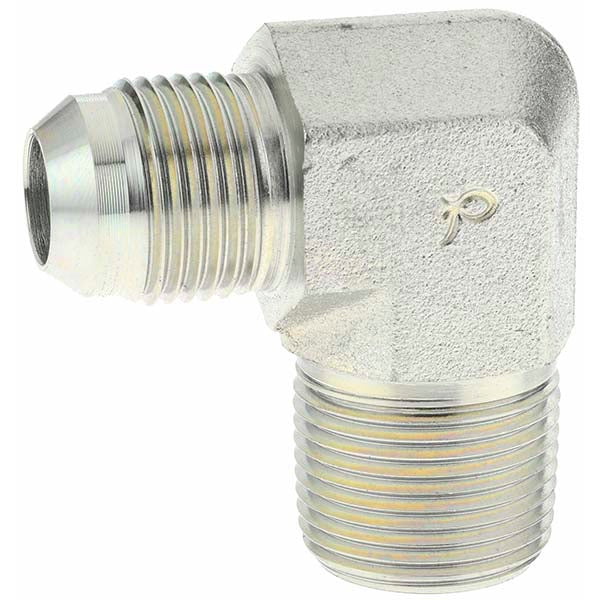 Steel Flared Tube 90 Deg Elbow: 5/8" OD, 7/8-14 x 3/4-14 Thread, 37 de ...